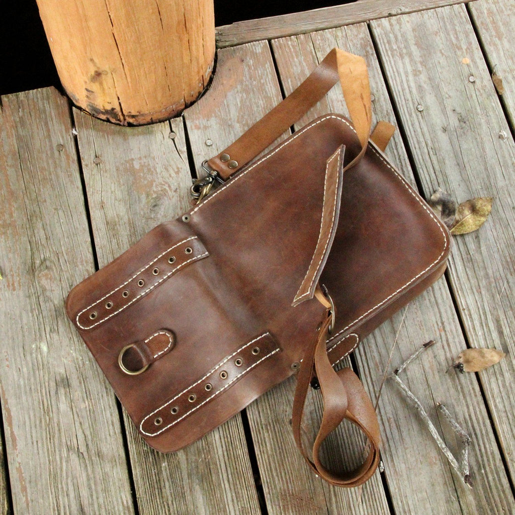 Handcrafted Genuine Vegetal Rustic Brown Leather Postman Shoulder Bag ...