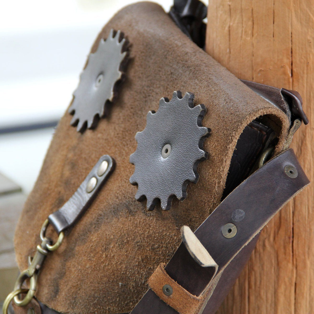 Handcrafted Genuine Suede Vegetal Brown Leather Postman Shoulder Bag ...