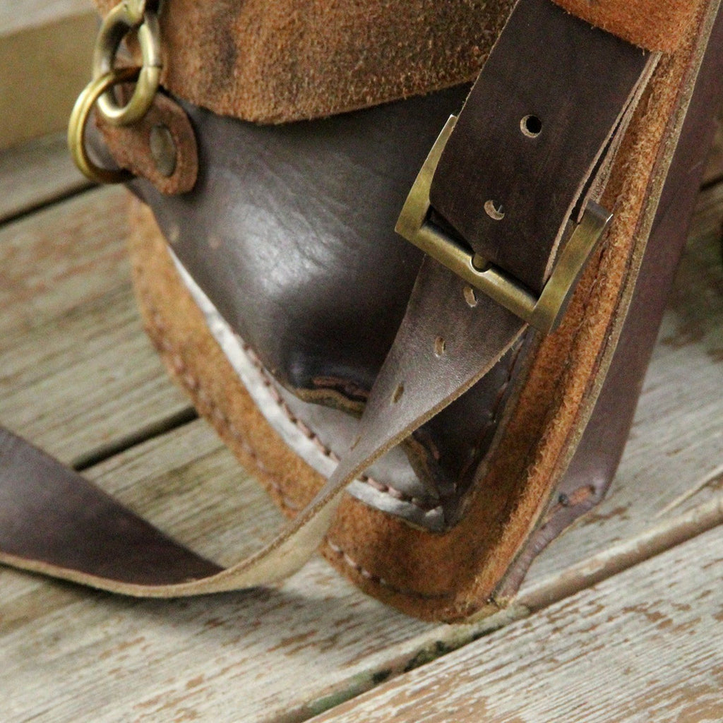 Handcrafted Genuine Suede Vegetal Brown Leather Postman Shoulder Bag ...