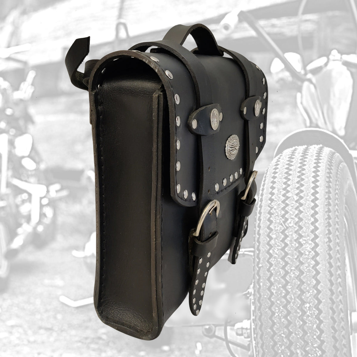 Handcrafted Black Genuine Vegetal Leather Motorcycle Black Sissy Bar B ...