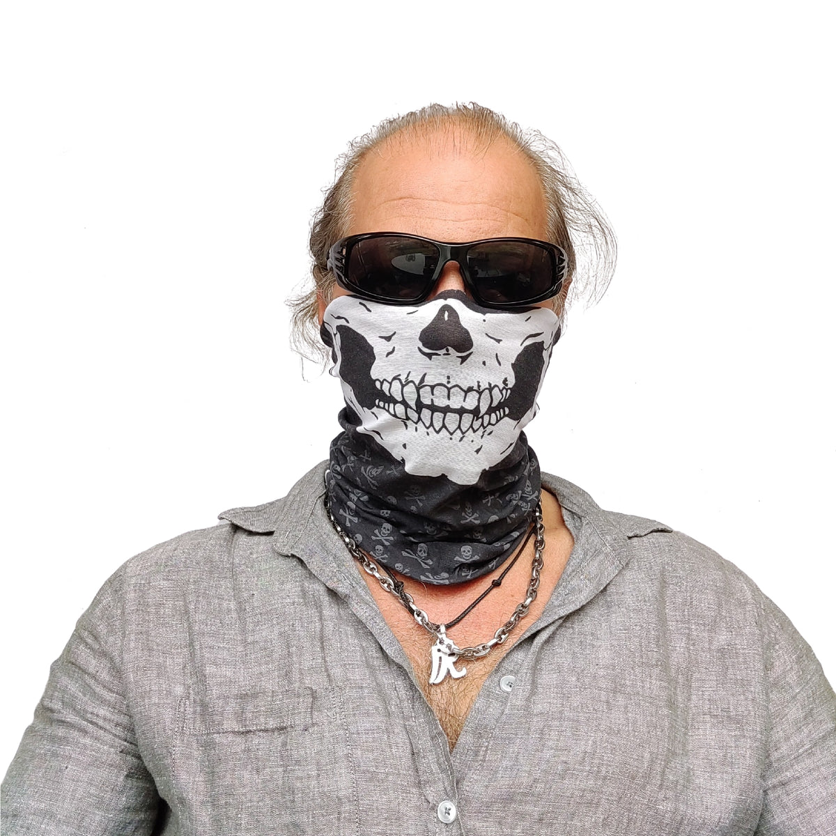 Neck Gaiter-Face Mask-Head Scarves-Headband-Gunner Mask Black Color Sk ...